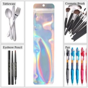 100 Pack Pen Packaging Bags Packaging Holographic Bags for Small Business Jewelry,Lip Gloss,Pen, (2.4x9inch)