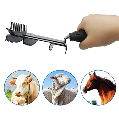 QIQIRO Livestock Shedding Comb Cattle Grooming Combs Metal Livestock Brush Tools Cow Cattle Brush Bull Hair Brush Grooming for Horse, Cattle,Sheep (Black), 7.87 X 5.5