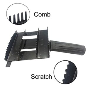 QIQIRO Livestock Shedding Comb Cattle Grooming Combs Metal Livestock Brush Tools Cow Cattle Brush Bull Hair Brush Grooming for Horse, Cattle,Sheep (Black), 7.87 X 5.5