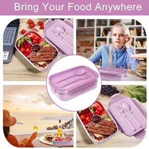 Jeopace Bento Box, Bento Box Adult Lunch Box,Kids Bento Box with 3&4Compartments,Lunch Containers Microwave Safe(Flatware Included,LightPurple+Orange)