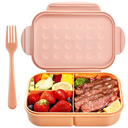 Jeopace Bento Box, Bento Box Adult Lunch Box,Kids Bento Box with 3&4Compartments,Lunch Containers Microwave Safe(Flatware Included,LightPurple+Orange)