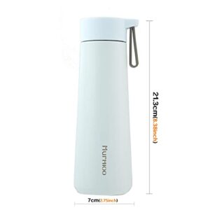 Murmioo Stainless Steel Insulated Thermos, Sports Water Bottle, Double Wall Vacuum Thermos Flask，Keep Hot and Cold，BPA Free, Suitable for Cycling, Camping and Office 14oz/420ml (White)