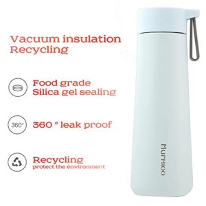 Murmioo Stainless Steel Insulated Thermos, Sports Water Bottle, Double Wall Vacuum Thermos Flask，Keep Hot and Cold，BPA Free, Suitable for Cycling, Camping and Office 14oz/420ml (White)