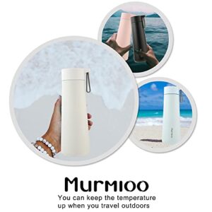 Murmioo Stainless Steel Insulated Thermos, Sports Water Bottle, Double Wall Vacuum Thermos Flask，Keep Hot and Cold，BPA Free, Suitable for Cycling, Camping and Office 14oz/420ml (White)