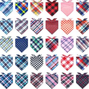 50 pcs bandanas for dogs plaid dog bandana washable puppy bandana triangle dog drool bibs dog hankerchief girl comfortable scarfs for small medium large dogs girl boy pet accessories