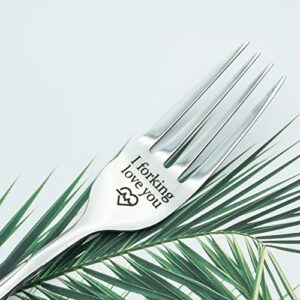 VICKHU I love you gifts for boyfriend girlfriend dad mom, I f o r k ing love you funny engraved forks,mothers day/fathers day/Christmas gifts/valentines day gifts(love you)