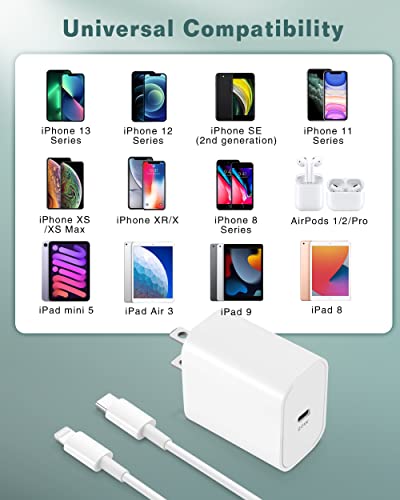 iPhone 13 12 Fast Charger [Apple MFi Certified], TIKALONG 2X 10FT Long USB C Lightning Charging Cable with 20W Wall Block for 13/13 Pro/13 Pro Max/12/SE/11/XS/XR/X/8 Plus, iPad, CA-43T