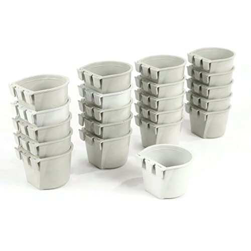 The ROP Shop | (Pack of 20) Gray Cage Cups for Chickens, Dogs, Pheasants, Rabbits Feed & Water