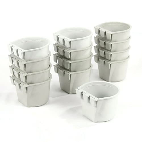 The ROP Shop | (Pack of 12) Gray Cage Cups Hold 0.5 Pint / 8 fl oz to Hang Feed & Water for Pet