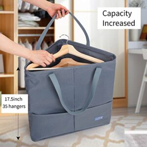 Carpenter Woods Clothes Hanger Organizer Bag with Handles, Hanger Holder For Storage,Stacker, Hanger Caddy, Closet Laundry Hamper Corner Bathroom Organizer Triangle Kids Toy Storage Grey