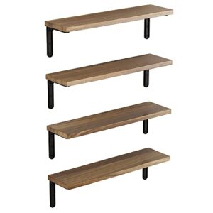 you have space cappado floating shelves for bathroom decor, 17”x 4.5" bookshelf, storage shelves for living room, kitchen, bedroom, laundry, burnt, set of 4