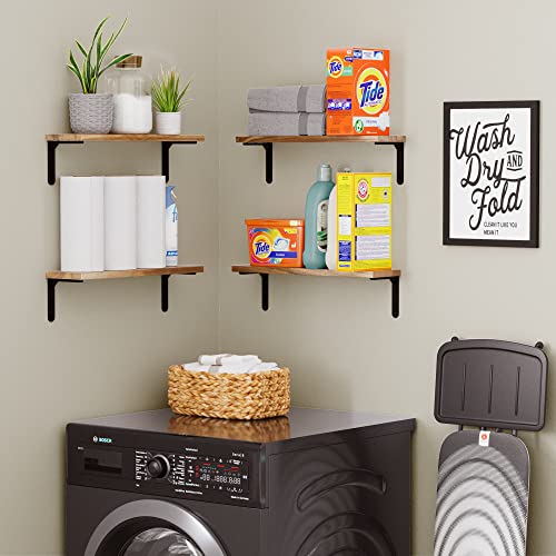 You Have Space Cappado Floating Shelves for Bathroom Decor, 17”x 4.5" Bookshelf, Storage Shelves for Living Room, Kitchen, Bedroom, Laundry, Burnt, Set of 4