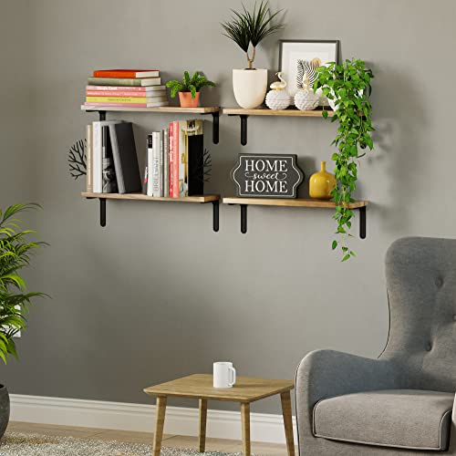 You Have Space Cappado Floating Shelves for Bathroom Decor, 17”x 4.5" Bookshelf, Storage Shelves for Living Room, Kitchen, Bedroom, Laundry, Burnt, Set of 4