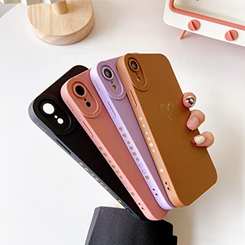 Qokey for iPhone X Case,iPhone Xs Case 5.8" Side&Back Cute Plated Love Heart with Anti-Fall Lens Cameras Cover Protection Soft TPU Shockproof Anti-Fingerprint Phone Cases for Women Girls Men,Black