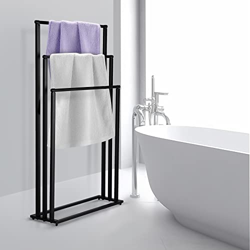 huyear Free Standing Towel Rack for Bathroom Metal Floor Towel Racks for Bathroom Freestanding Towel Stand Suitable for Home Storage Kitchen Pool Accessories 3 Tier