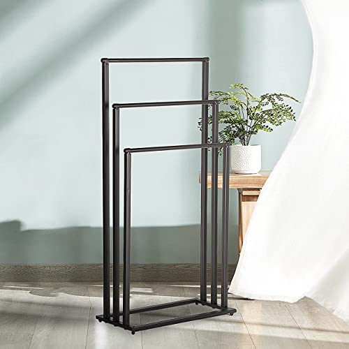 huyear Free Standing Towel Rack for Bathroom Metal Floor Towel Racks for Bathroom Freestanding Towel Stand Suitable for Home Storage Kitchen Pool Accessories 3 Tier