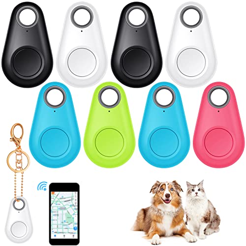 8 Pack Smart Tracker Key Finder Locator Anti Lost GPS Tracker Wireless Anti Lost Alarm Sensor Device Finder Mini Pet GPS Tracker for Kids Locating Phone Keys Wallets Luggage Item Finder, 5 Colors