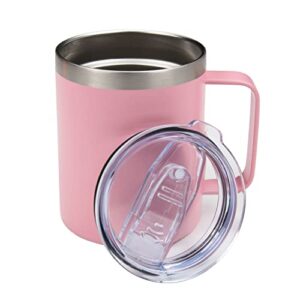 Kmass kmax 4pack 12oz Stainless Steel Insulated Coffee Mug with lid and handle.Double Wall Vacuum Travel coffee Cup (Pink)