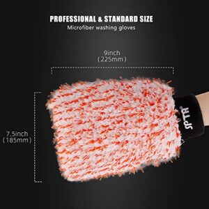 SPTA Microfiber Car Wash Mitt, 1PC Car Sponge Glove Wrapped in Soft, Plush Fiber Cloth Material, Safe Washing with Any Car Soap, Bucket, Foam Gun, Foam Cannon, Other Cleaning Supplies -MFICWMT