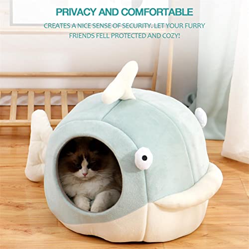 Cat Beds for Indoor Cats - Cat Bed Cave with Removable Washable Cushioned Pillow, Calming Cozy Soft Cat Cave, Cute Friendly Dolphin Cat Houses for Indoor Cats No Deformation Pet Bed, L