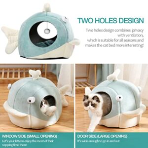 Cat Beds for Indoor Cats - Cat Bed Cave with Removable Washable Cushioned Pillow, Calming Cozy Soft Cat Cave, Cute Friendly Dolphin Cat Houses for Indoor Cats No Deformation Pet Bed, L