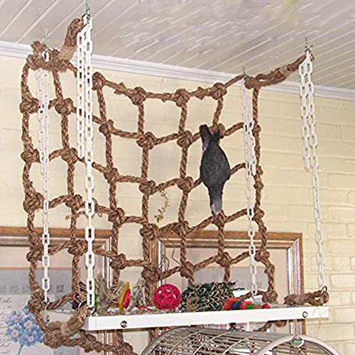 LIZHOUMIL Bird Climbing Net Bird Toy Parrot Hanging Rope Swing Net Game Rope Ladder Chew Toy for Parakeet,Cockatiel,Cockatoo,Conure,Mini Macaw