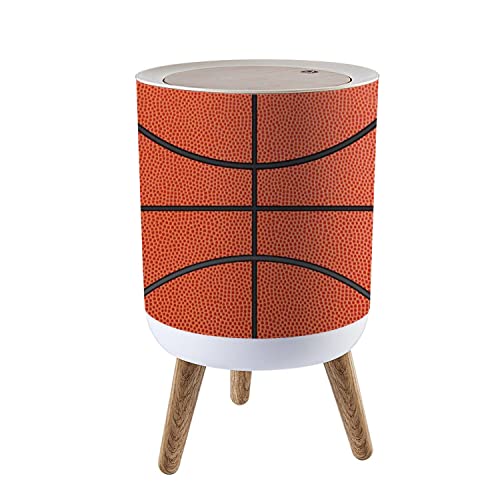 PHAIBHKERP Small Trash Can with Lid Basketball Garbage Bin Round Waste Bin Press Cover Dog Proof Wastebasket for Kitchen Bathroom Living Room 1.8 Gallon