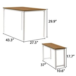 Bonzy Home Dining Table Set for 4, 43" Kitchen Table Set with 2 Benches Space Saving Dining Room Table Set for Apartment Small Space