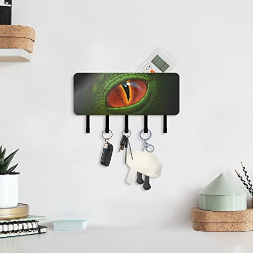 Sinestour Green Dragon Eyes Key Holder for Wall Key Hanger with 5 Key Hooks Key Rack Organizer Key and Mail Holder for Wall Decorative Entryway Farmhouse Mudroom Kitchen Home Office