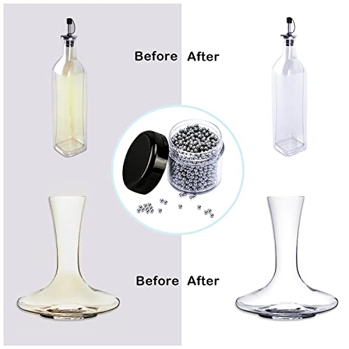 1500 PCS Metal Cleaning Beads Reusable Decanter Beads for Glass Bottles, 304 Stainless Steel Water Bottle Cleaner Balls 3mm Wine Glass Cleaning Beads for Decanters Vases Carafes, Wine Accessories