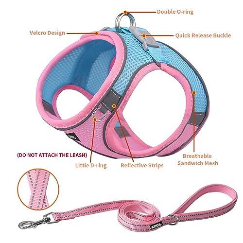 AIITLE Pet Supply No Pull, Step in Adjustable Dog Harness with Padded Vest for All Weather, Easy to Put on Small and Medium Dogs Pink S