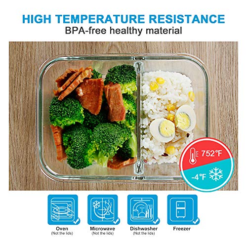 DAS TRUST 10 Pack Glass Meal Prep Containers Microwave Safe Bowls Glass Food Storage Containers Glass Food Prep Containers with Lids Lunch Bento Box Reusable Containers for Food