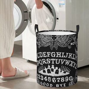 Ouija Board Black Large Laundry Basket, Laundry Hamper with Handle Collapsible Dirty Clothes Hamper Round Storage Basket for Bedroom Clothes Storage