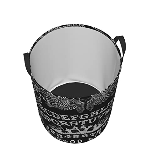 Ouija Board Black Large Laundry Basket, Laundry Hamper with Handle Collapsible Dirty Clothes Hamper Round Storage Basket for Bedroom Clothes Storage