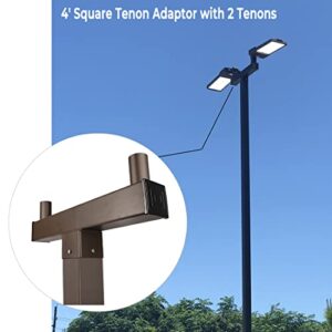 4 Inches Square Base Bullhorn with 2 Tenons,Outdoor Pole Light Fixture Bracket for 2 Slip Fit Parking Lot Shoebox Light,Bullhorn Adapter with 2 Arms (4 Inches Square Base Bullhorn with 2 Tenons)