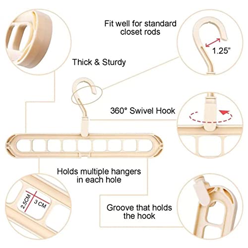 Mllkcao 1pc Multifunction Closet Organizer Magic Space Saving Hangers with 9 Holes, 360° Rotatable Closet Hanger for Clothes Pants