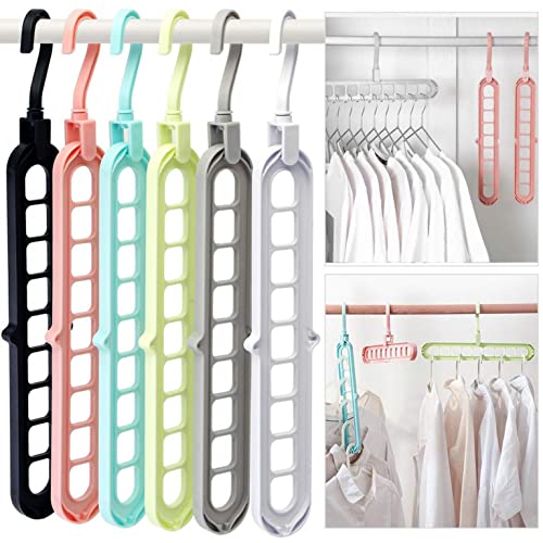 Mllkcao 1pc Multifunction Closet Organizer Magic Space Saving Hangers with 9 Holes, 360° Rotatable Closet Hanger for Clothes Pants