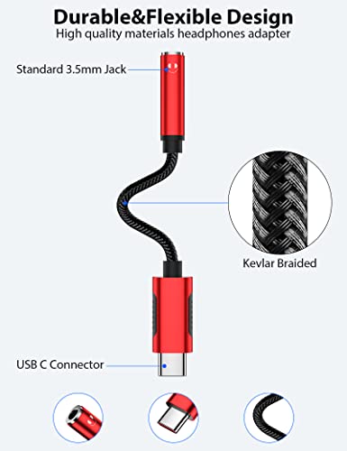 ACAGET USB C to 3.5mm Headphone Adapter, USB Type C to 3.5mm Aux Audio Dongle Jack Converter Cable Earbuds Adapter for S23 Ultra S22 S21 FE Note 20 9 Pro 8 7T Pixel 7 6 Pro