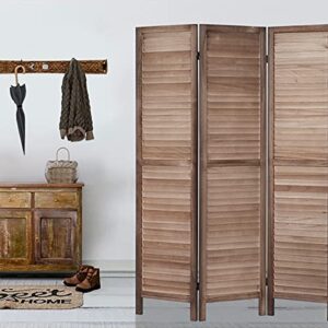 AMBITION LAND 6 Panel Room Dividers and Folding Privacy Screens,Wood Room Divider 5.6 Ft Tall Freestanding Folding Room Divider Screens 15.7" Wide Panel,Panel Divider&Room Divider Wall(6 Panel, Brown)