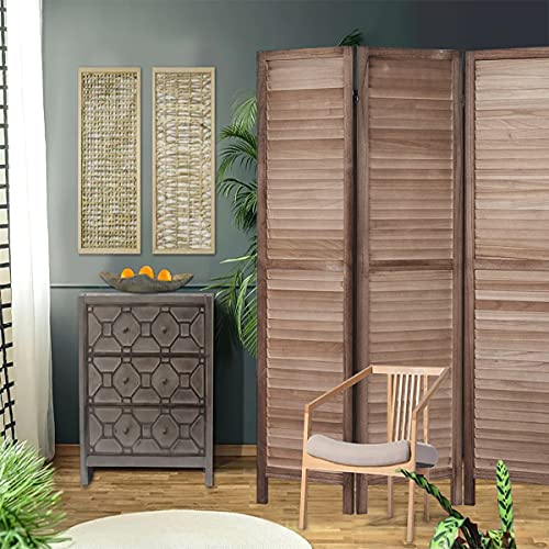 AMBITION LAND 6 Panel Room Dividers and Folding Privacy Screens,Wood Room Divider 5.6 Ft Tall Freestanding Folding Room Divider Screens 15.7" Wide Panel,Panel Divider&Room Divider Wall(6 Panel, Brown)