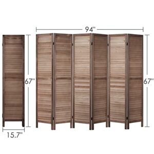 AMBITION LAND 6 Panel Room Dividers and Folding Privacy Screens,Wood Room Divider 5.6 Ft Tall Freestanding Folding Room Divider Screens 15.7" Wide Panel,Panel Divider&Room Divider Wall(6 Panel, Brown)