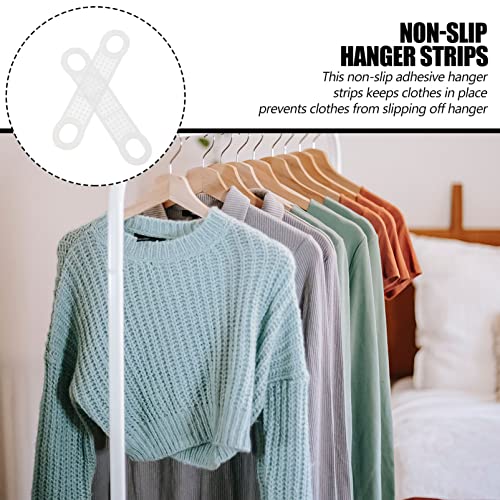 Yardwe 50Pcs Clear Non- Slip Rubber Clothes Hanger Grips Silicone Antiskid Closet Accessories Clothing Hanger Strips Windproof Clothes Hanging Accessories