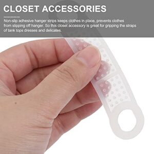 Yardwe 50Pcs Clear Non- Slip Rubber Clothes Hanger Grips Silicone Antiskid Closet Accessories Clothing Hanger Strips Windproof Clothes Hanging Accessories