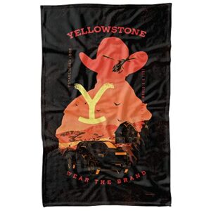 logovision yellowstone blanket, 36"x58" yellowstone wear the brand fleece blanket