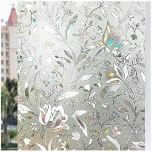 window privacy film,no glue static cling film, translucent, anti uv, decorative living room kitchen windows - tulip pattern -17.5inches x 78.7inches