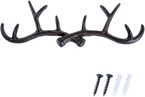 RENXI Cast Iron sea Anchor Hook Decoration Hanging Hook bar Cafe Wall Decoration Wall Hanging(Antlers Shape)