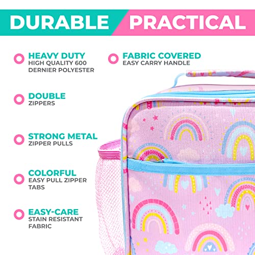 kinsho Lunch Box for Kids with Ice Pack, Girls Boys Lunch-Box Insulated Bag for Toddlers Baby Girl Daycare Pre-School Kindergarten, Large Snack Container Boxes for Kid Lunches, Bento Bag, Rainbow