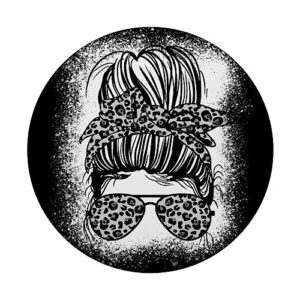 Black And White Leopard Mom Life Messy Bun Women PopSockets Standard PopGrip