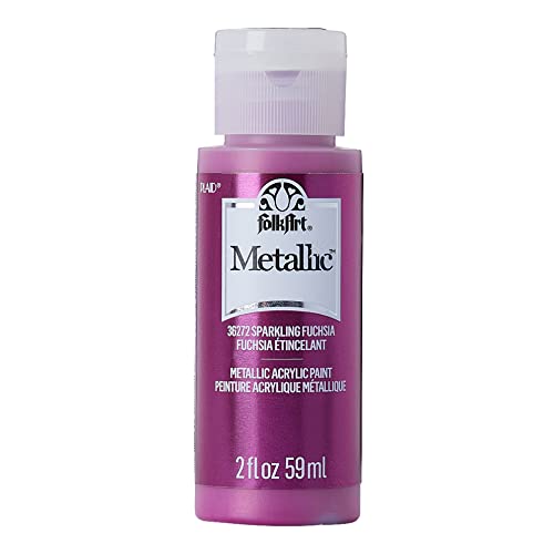 FolkArt Metallic Acrylic Craft Paint, Sparkling Fuschia 2 fl oz Premium Metallic Finish Paint, Perfect For Easy To Apply DIY Arts And Crafts, 36272