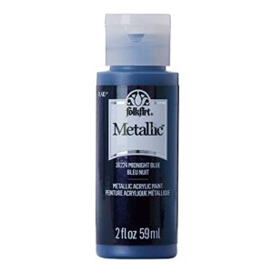 folkart metallic acrylic craft paint, midnight blue 2 fl oz premium metallic finish paint, perfect for easy to apply diy arts and crafts, 36224